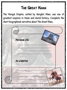 Genghis Khan Facts, Worksheets & Information For Kids | PDF Resource