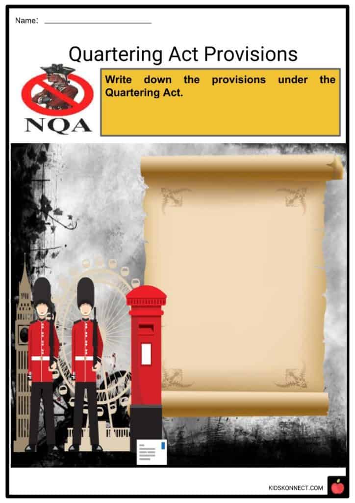 Quartering Act Facts, Worksheets, Background & Opposition For Kids