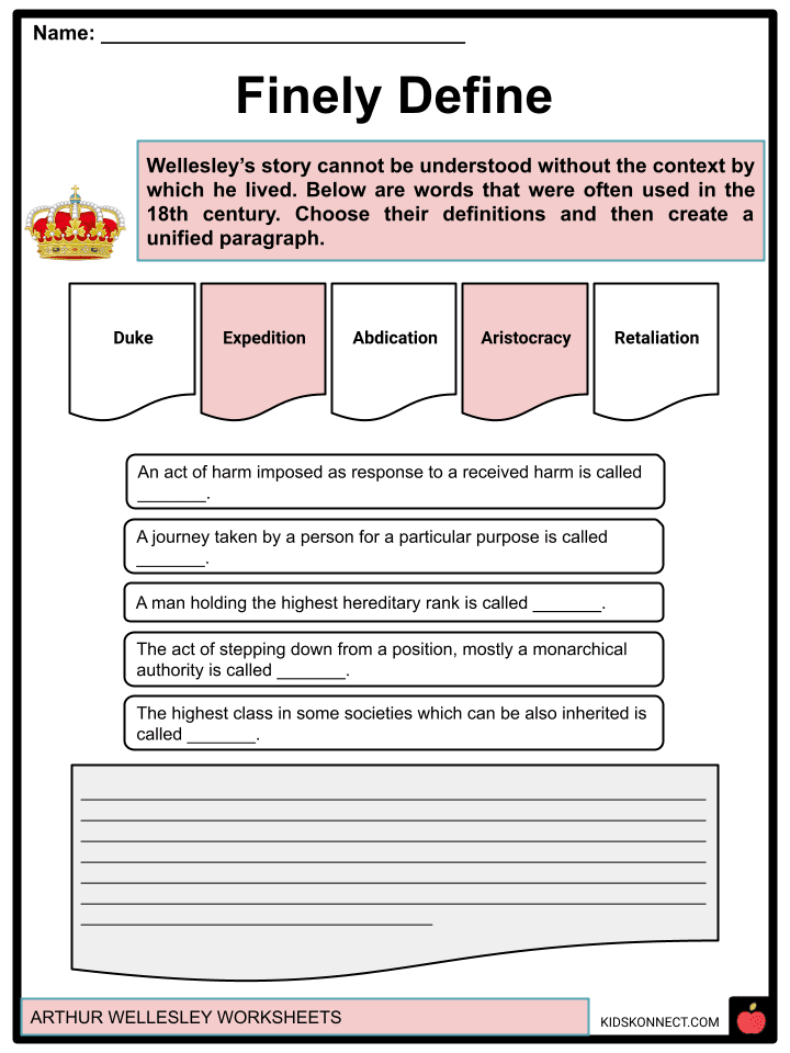 Arthur Wellesley Worksheets & Facts | Life, Career, Contributions