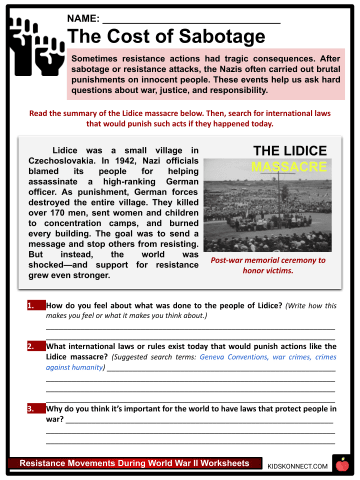Resistance Movements During WWII Worksheets | Facts