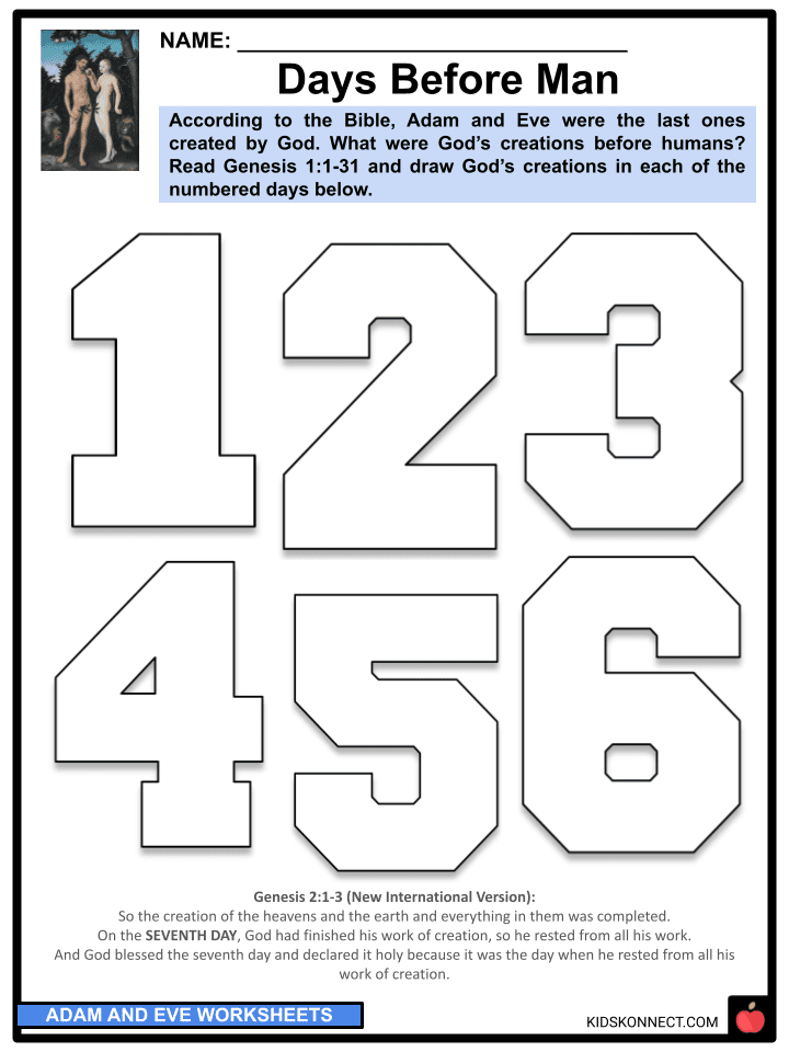 Adam and Eve Worksheets | Creation, Family, Life, Symbolism